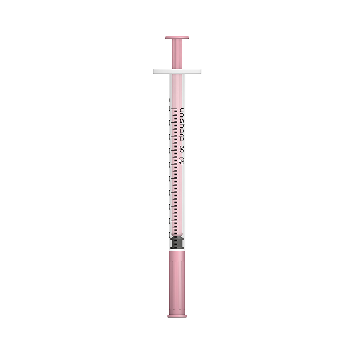 Unisharp 1ml 30G (12mm) Fixed Needle Syringe Pink - Medbasic