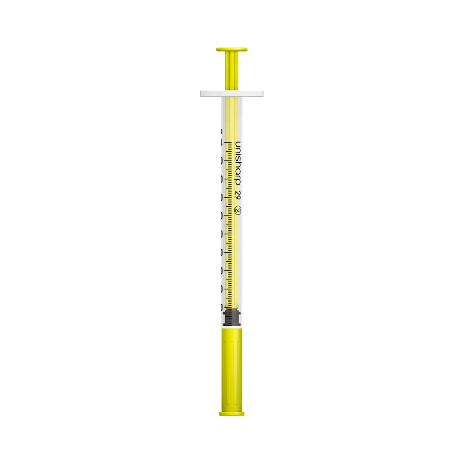 Unisharp 1ml 29G (12mm) Yellow Fixed Needle Syringe - Medbasic