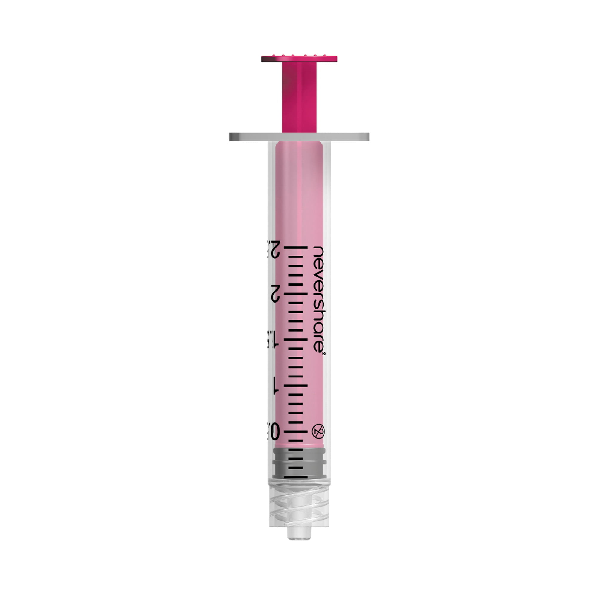 2ml Nevershare Pink Luer Lock Syringes - Medbasic