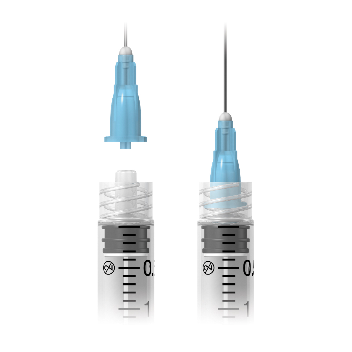 23G Blue 1.5 Inch (38mm) Low Dead Space Unisharp Needles - Medbasic